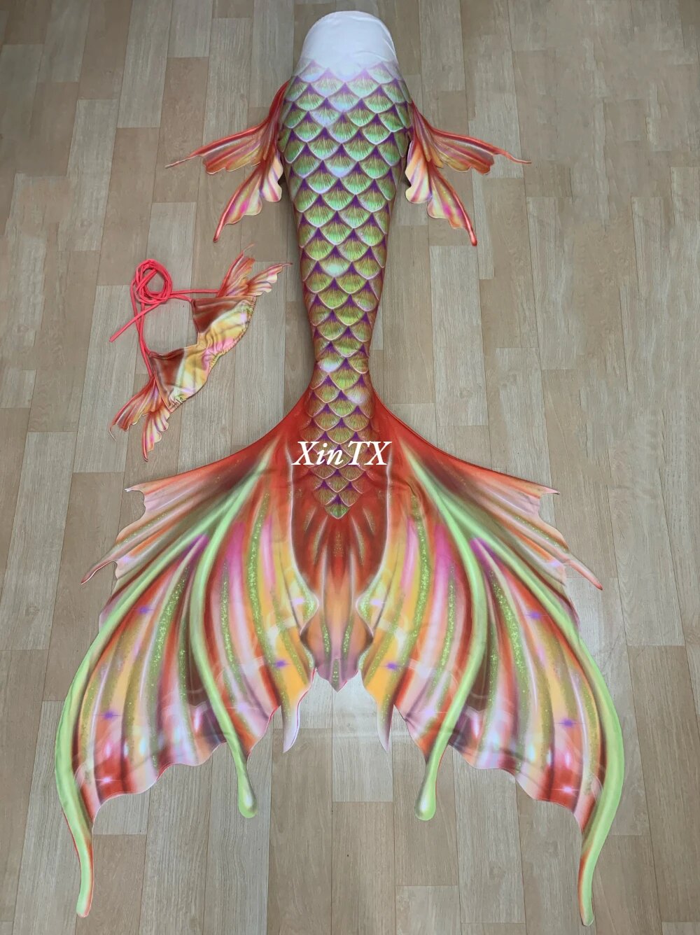 Хвост русалки XinTX для взрослых, полиэстер, спандекс XL, Tail and bra
