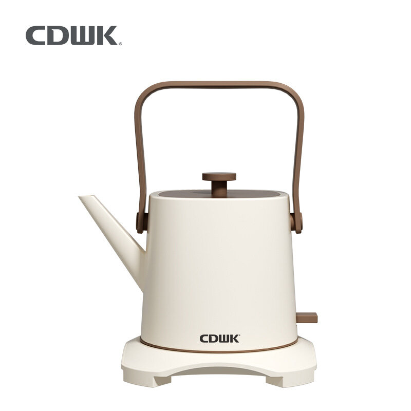 Электрический чайник стильный с длинным носиком, CD-007, нержавеющая сталь, белый, 1 л , цвет молочно-бежевый
