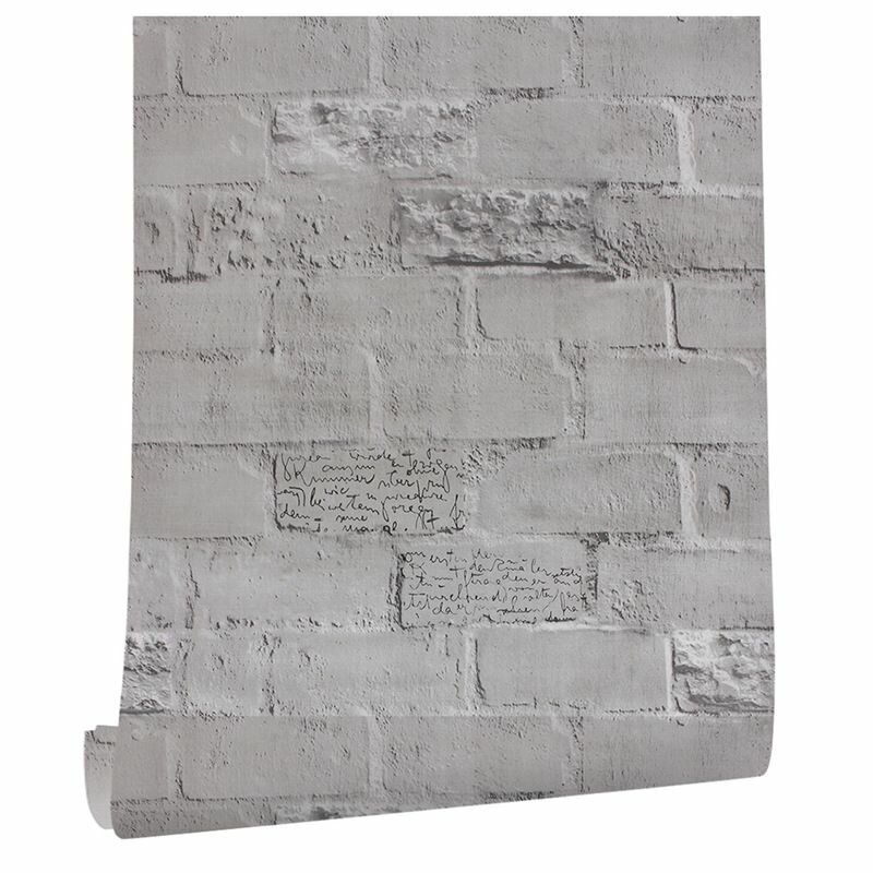 Серые обои с кирпичным рисунком