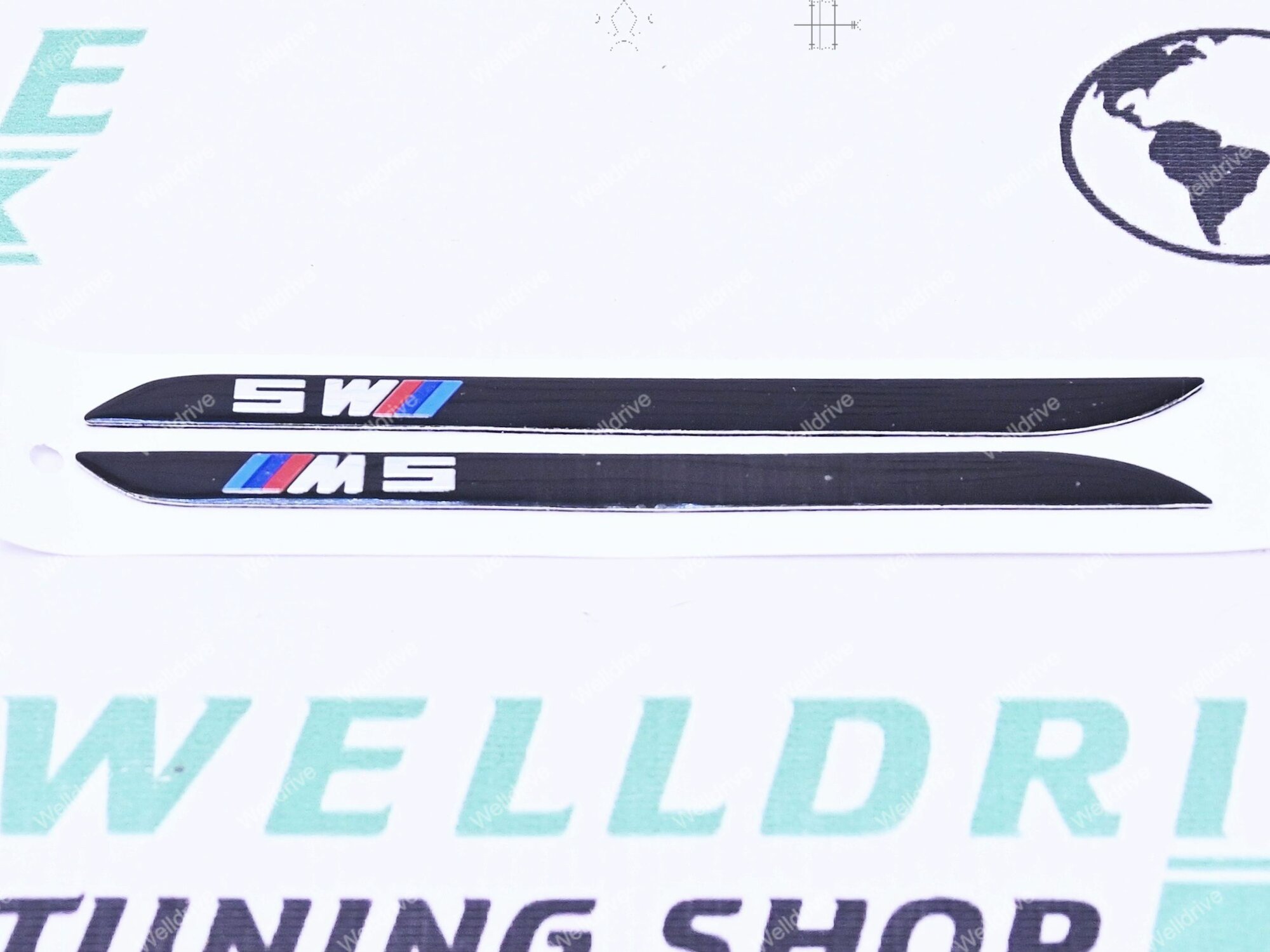 Шильдики WellDrive M5 BMW для крыльев, глянцевый, чёрный, 150 x 10 мм, 2 шт