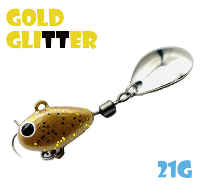Блесна Тейл-Спиннер для рыбалки Uf-Studio Hurricane 21g #Gold Glitter
