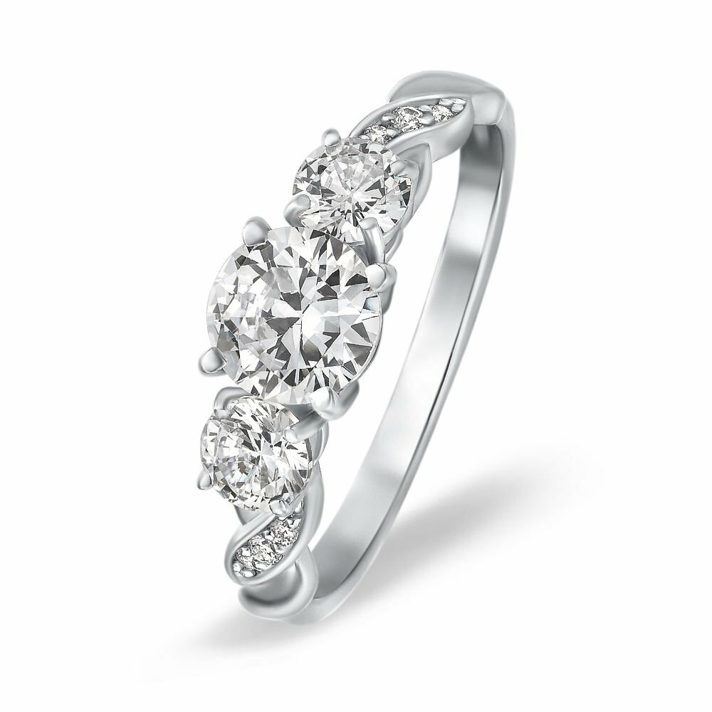 Кольцо дорожка, серебро, 925 проба, родирование, фианит