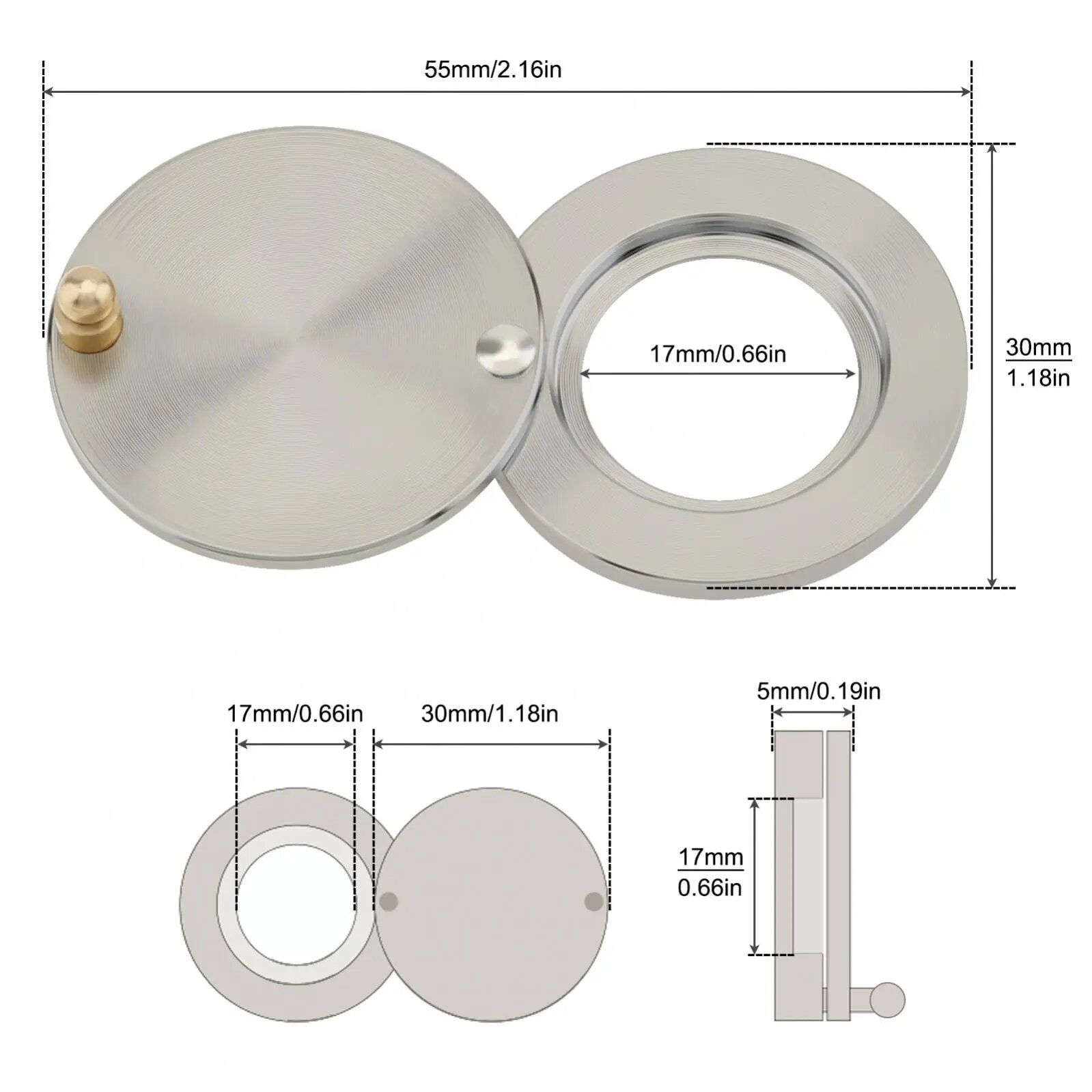 Крышка для дверного глазка из латуни Brushed Nickel