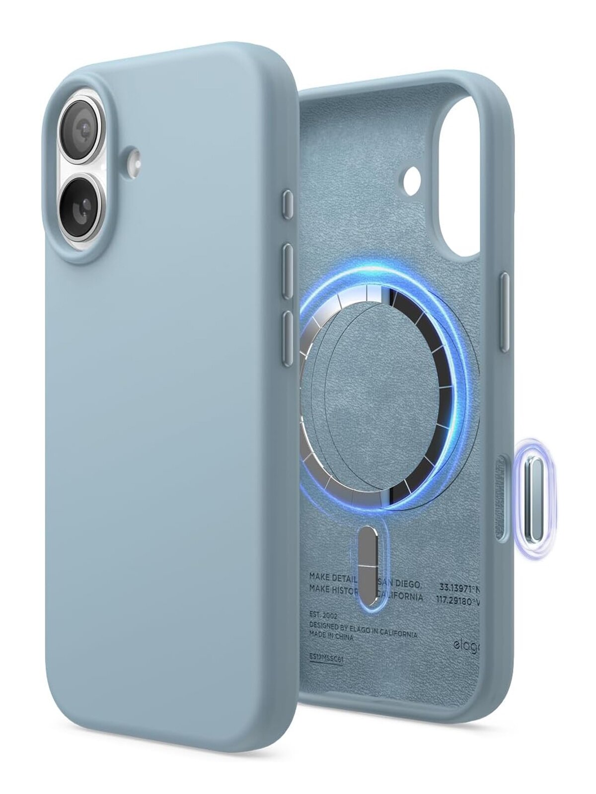 Elago силиконовый чехол для iPhone 17, Magnetic Silicone Sky Blue (MagSafe)