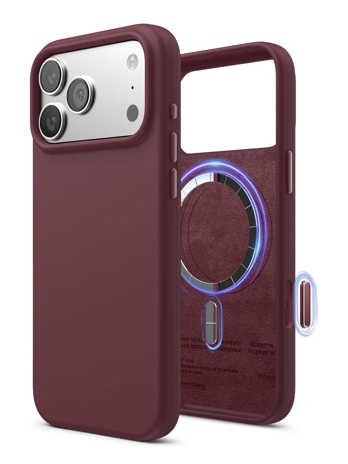 Elago силиконовый чехол для iPhone 17 Pro Max, Magnetic Silicone Burgundy (MagSafe)