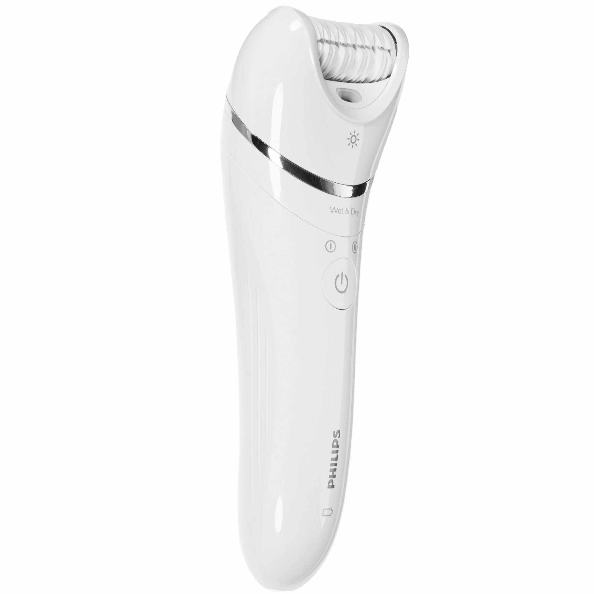 Эпилятор Philips BRE710/00 белый, 32 пинцета, 4 насадки, 2 скорости, влажная эпиляция, подсветка, промывка насадок