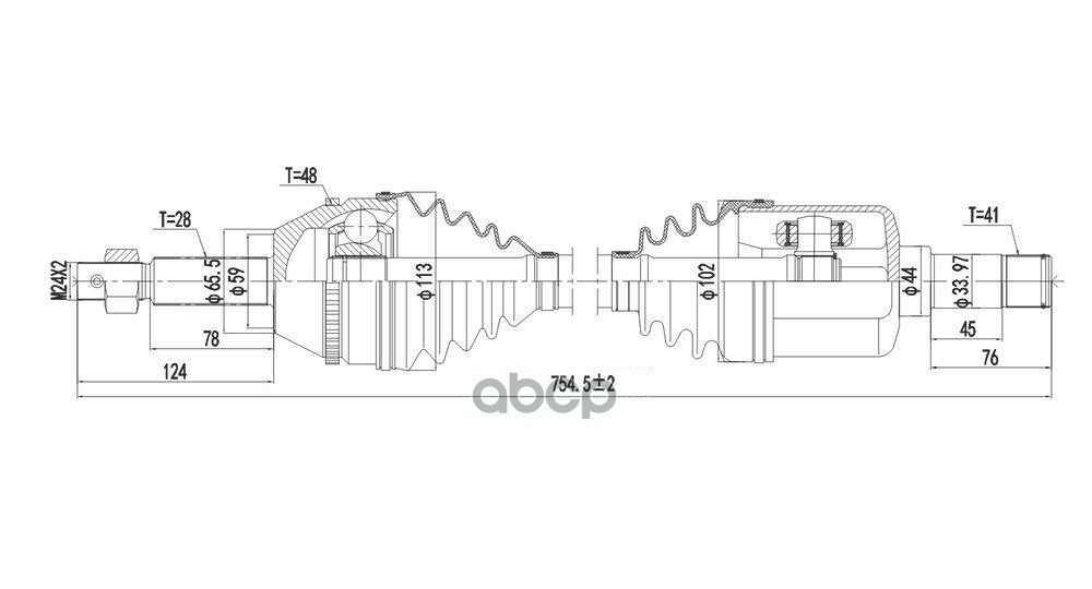 Привод в сборе L с ABS 48z S&K арт. SKDS2025