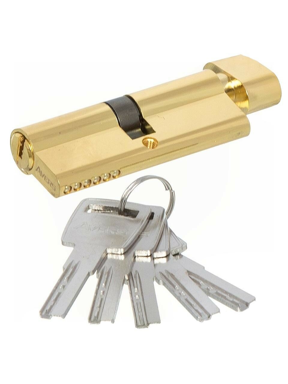 Личинка замка двери Avers, ZM-80-C-G, 21988, ЦАМ, 80 мм, с заверткой, золото, 40/40
