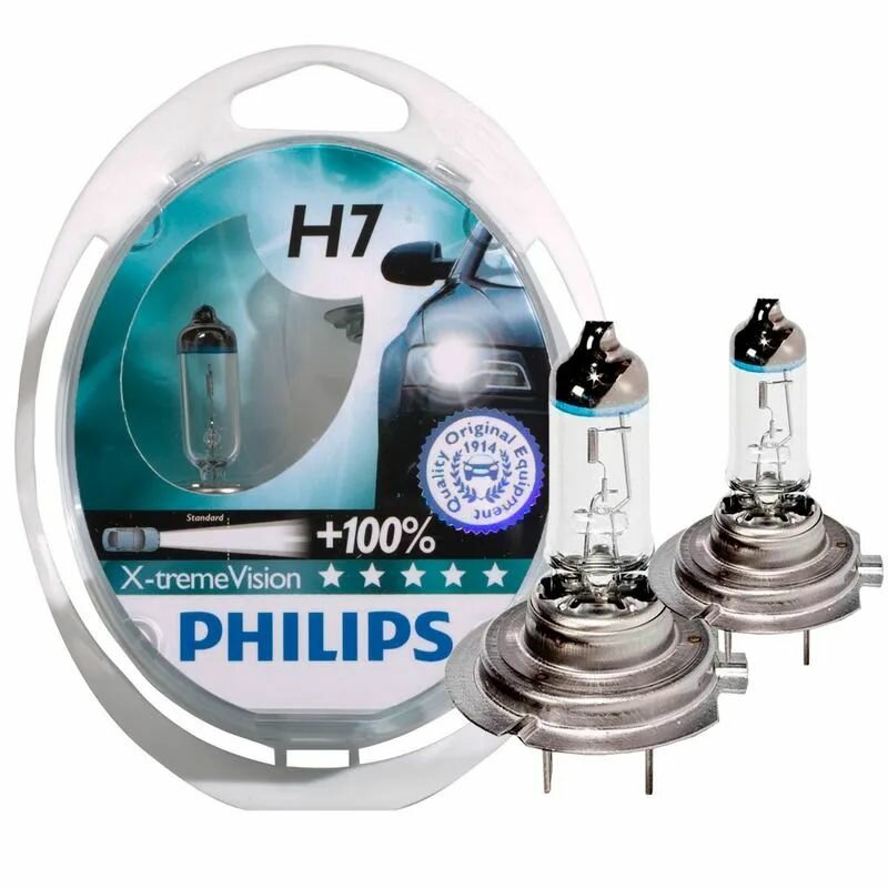 Галогенные лампы H7 12V/55W X-TREME VISION +100% (2шт) Philips