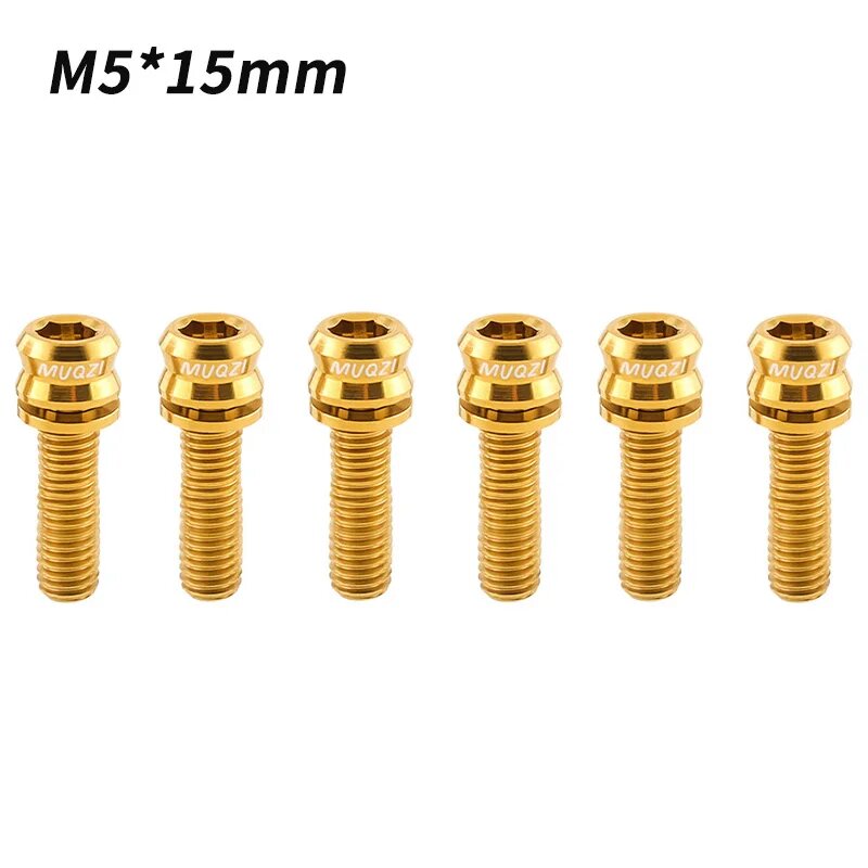 MUQZI Титановые болты для выноса руля, M5x15mm, Gold, 6 шт.