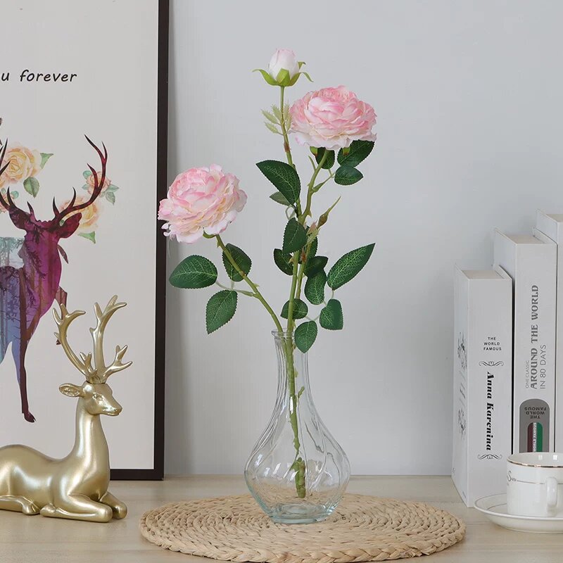 Ins стиль роза искусственные цветы ваза украшения крытая гостиная стол букет пластиковый пион искусственный цветок