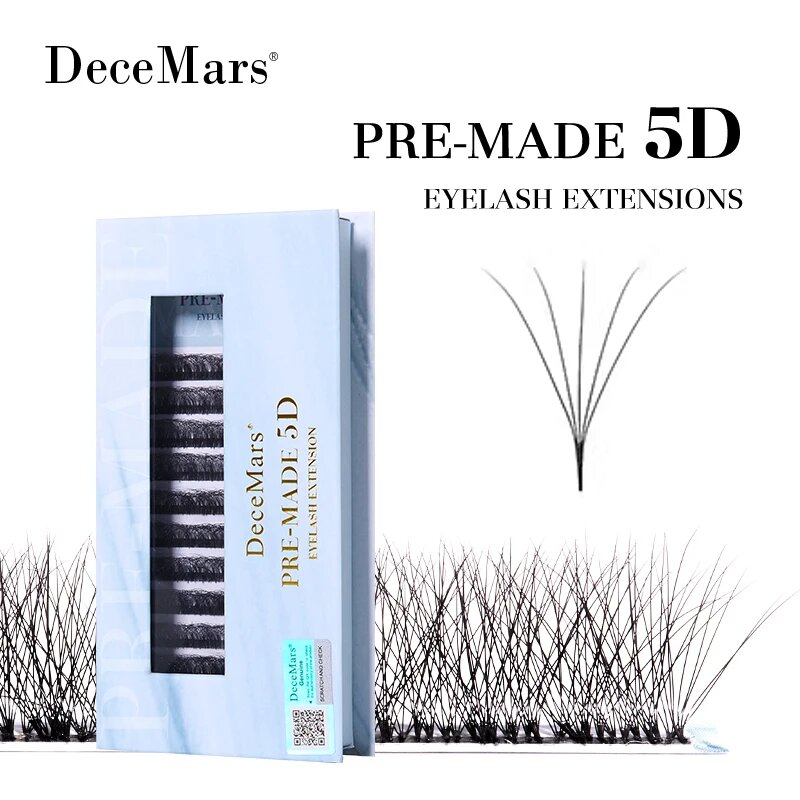 Готовые ресницы DecMars 5D, изгиб D, 14 мм