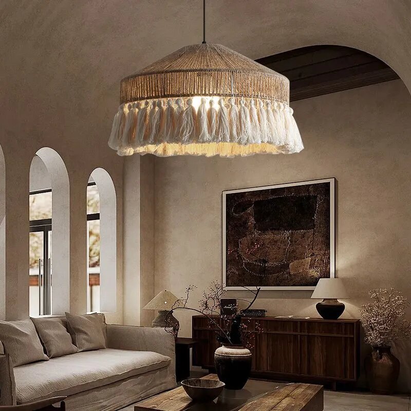 OliverLight Люстра, E27, 9 Вт, Джут/Текстиль, 12 Вт, Площадь освещения 10 кв. м, Теплый белый — фото 1
