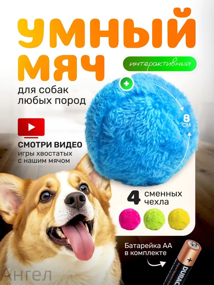 Интерактивная игрушка для собак 'Умный мяч', ABS пластик, черная, диаметр 8 см, сменные чехлы, для самостоятельных игр