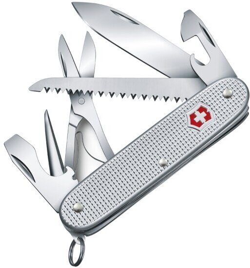 Нож Victorinox Farmer X Alox, 93 мм, 10 функций, алюминиевая рукоять, серебристый
