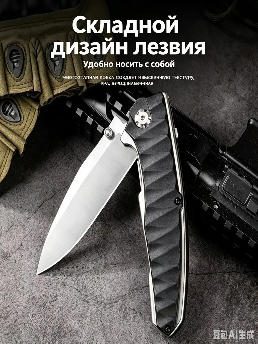 Складной Нож Сталь D2, Рукоять G10 Противоскользящая, Турист