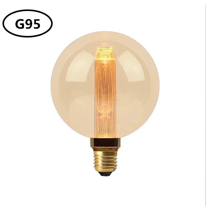 Винтажная лампа G95, 220V, теплый свет