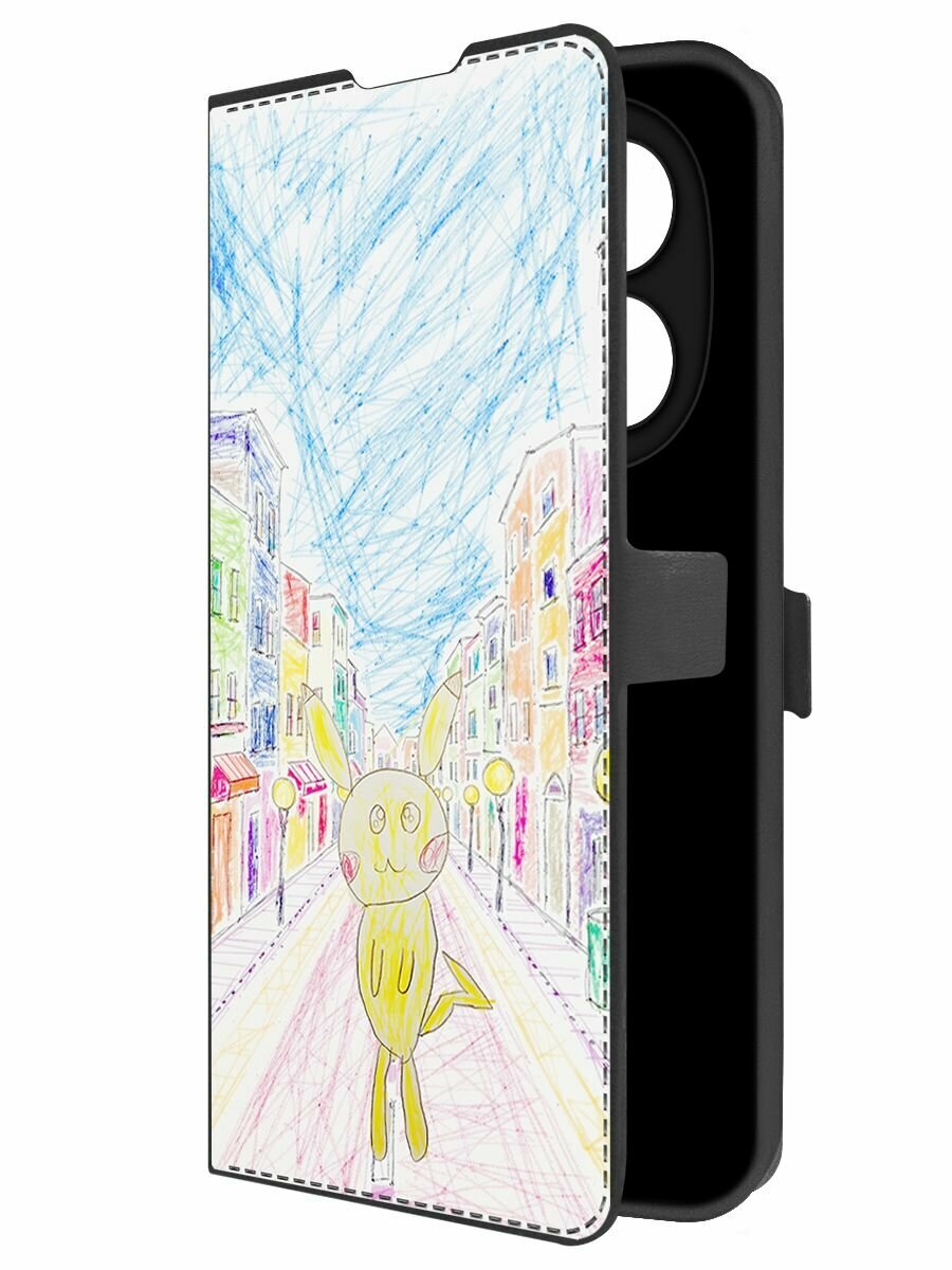 Чехол-книжка Krutoff Eco Book для Xiaomi Redmi Note 14 Pro 4G Покемон (черный)
