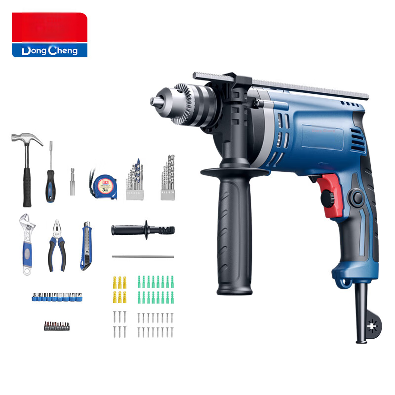 Dongcheng 710W Impact Drill Z1J-FF-16T Household Hand Drill Wired Electric Tool Box Multi-function Set