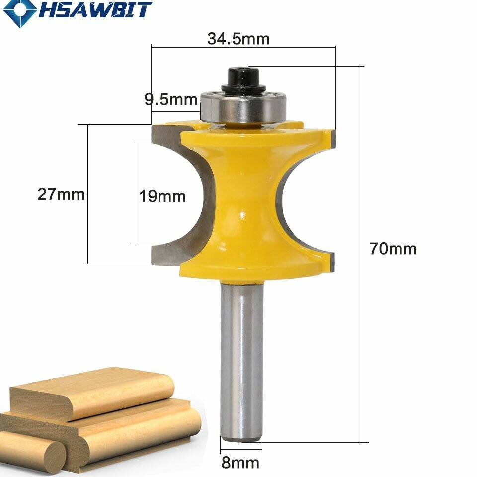 Фреза по дереву кромочная полукруглая хвостовик 8 мм HSAWBIT,8x34.5mm