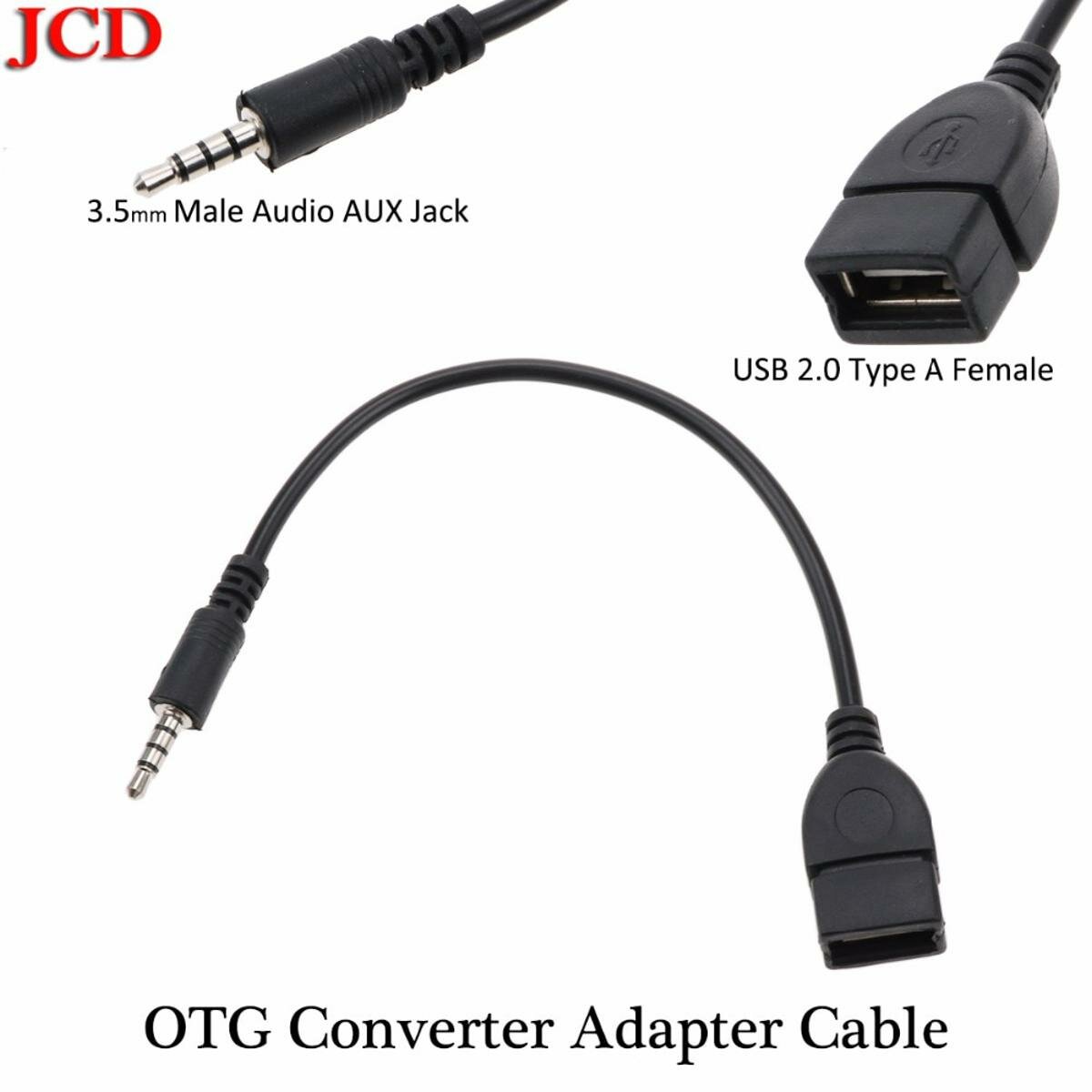 JCD Новый 3,5 мм штекер аудио AUX Jack на USB 2.0 тип A гнездо OTG конвертер адаптер кабель USB 2.0 конвертер кабель шну