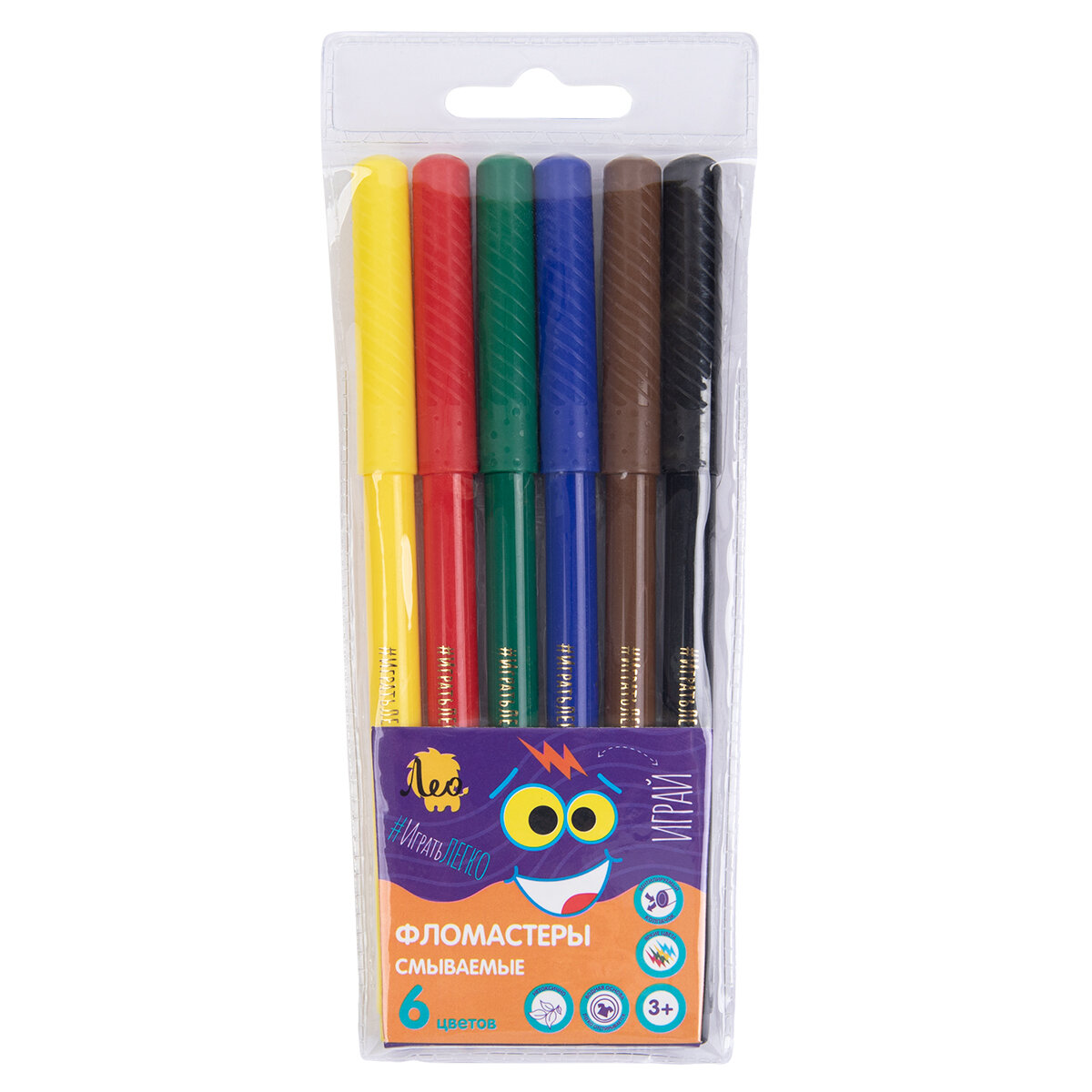 Фломастеры смываемые "Лео" "Играй" LPFST-06 набор 6 цветов