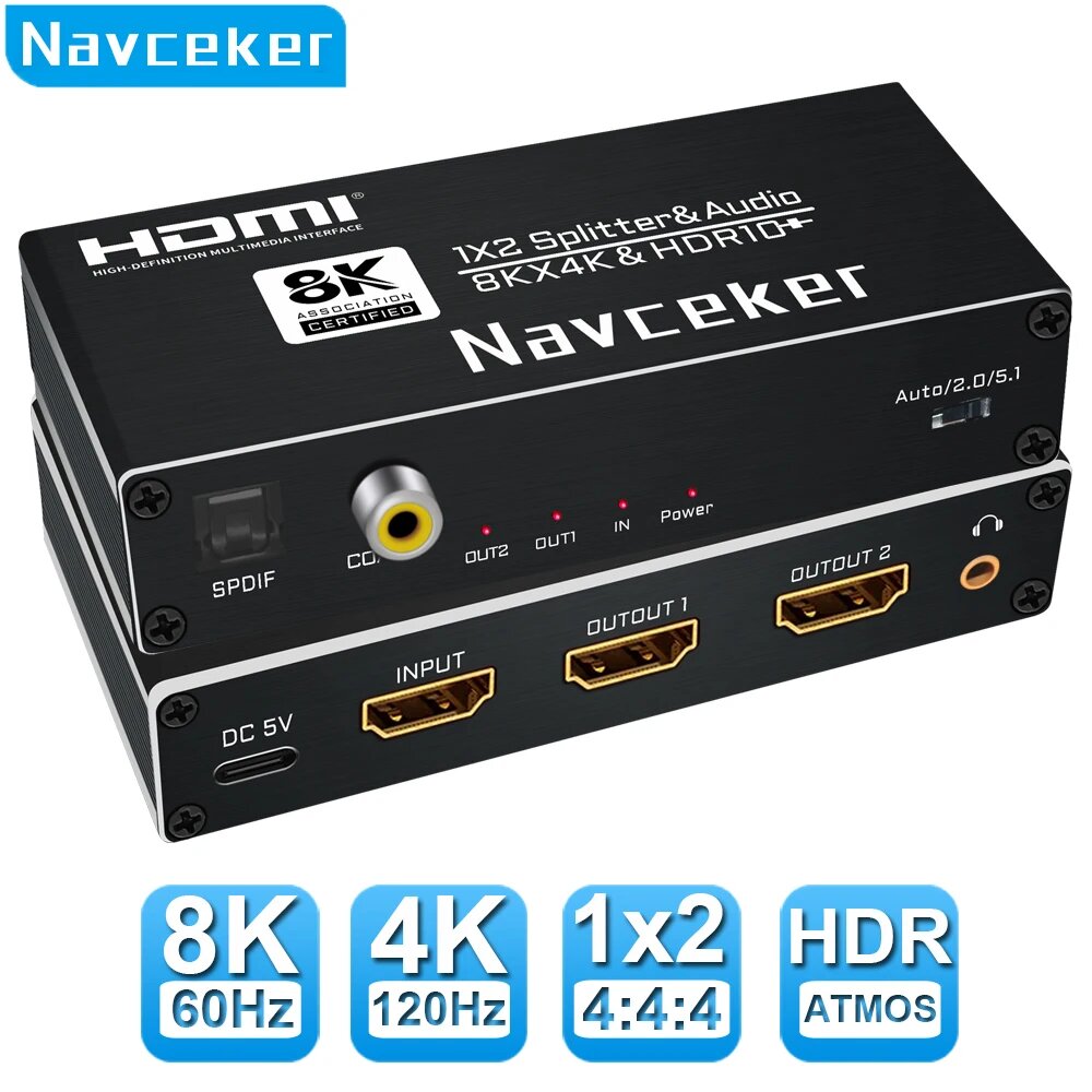 Navceker HDMI-сплиттер 1x2 4K