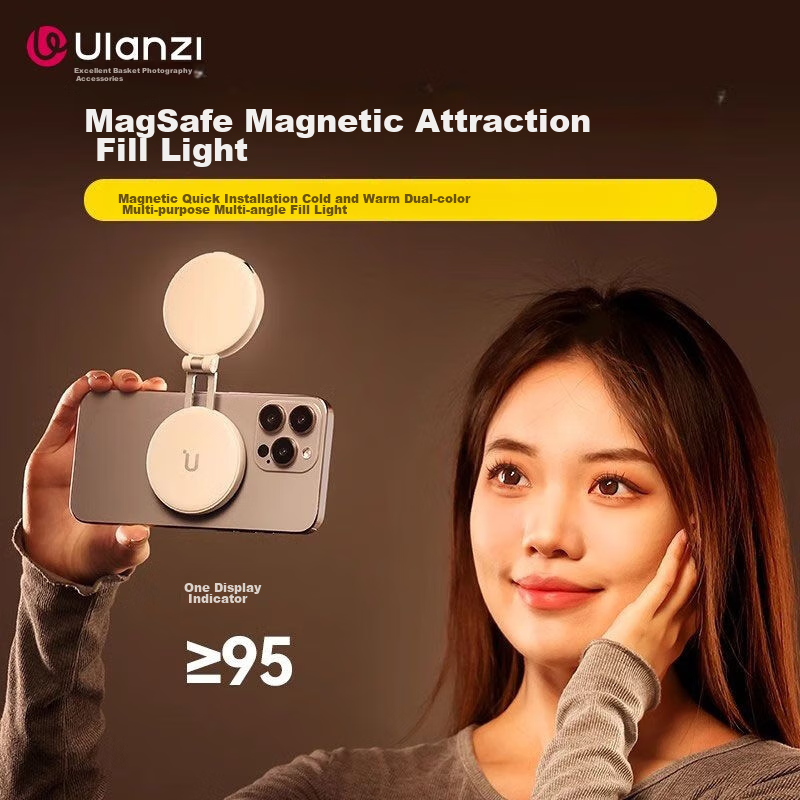 Ulanzi Magsafe Magnetic Panda Light, Three-Color Temperature Fill Light, Soft Light for Phone Photography And Live Streaming, Beauty Light, IPhone 16/15/14 Selfie Photography Tool