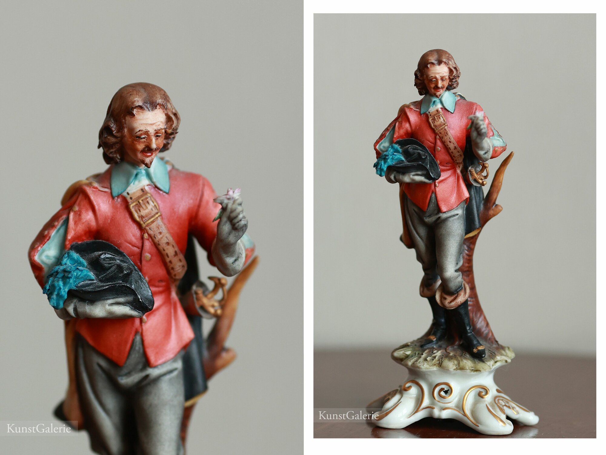 Фарфоровая статуэтка "Кавалер с розочкой" Каподимонте - Оригинал, Made in Italy - Ipa Capodimonte