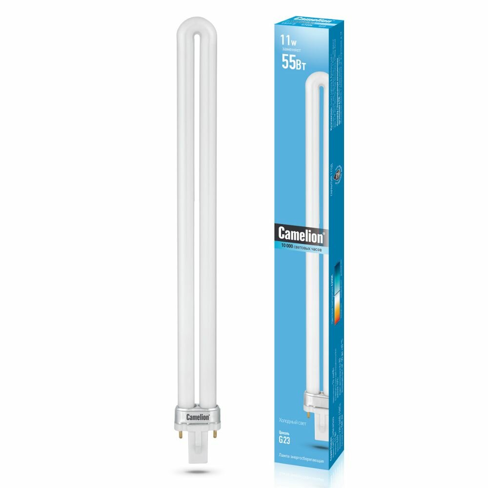 Люминесцентная лампа 2шт. для ванной/светильников 11Вт, 220В, цоколь G23, 235x32 мм - Camelion LH11-U/842/G23