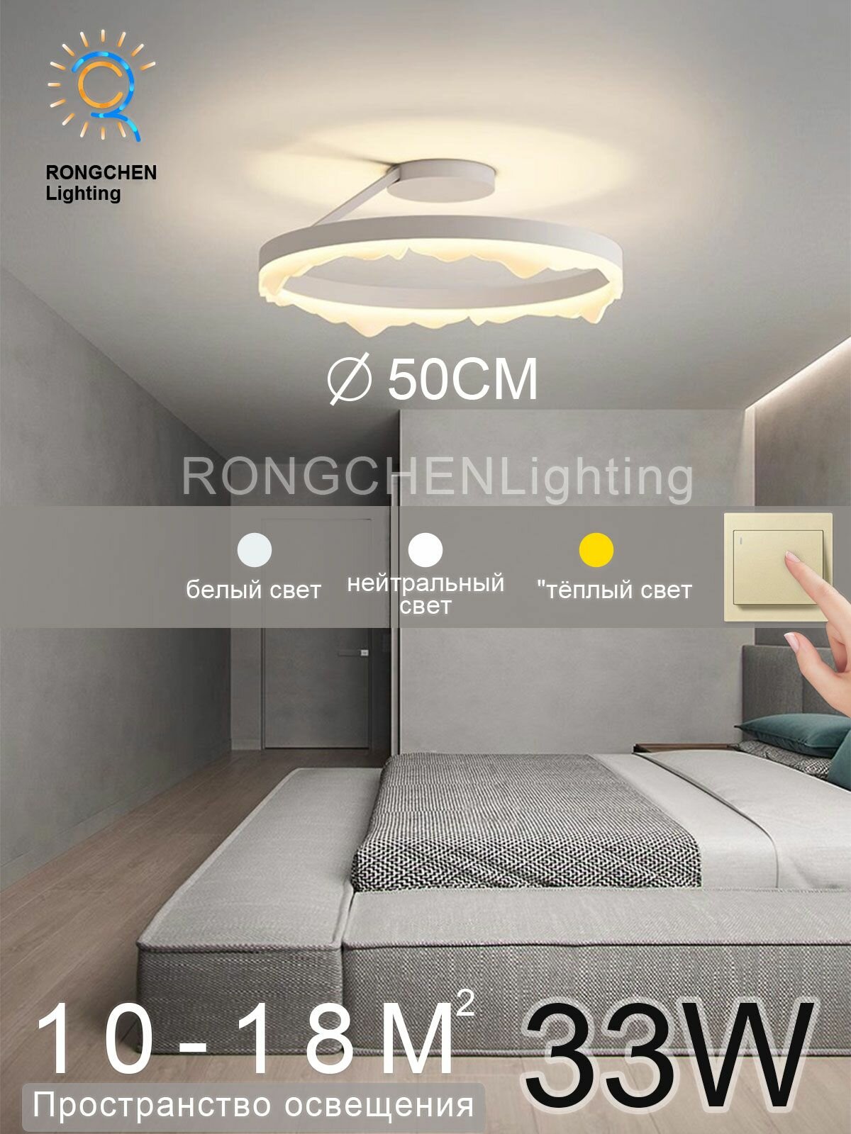 Потолочная подвесная светодиодная люстра круглой формы (кольцо) 32BT