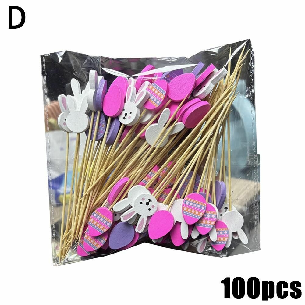 100шт бамбуковые коктейльные палочки для фруктов из бисера