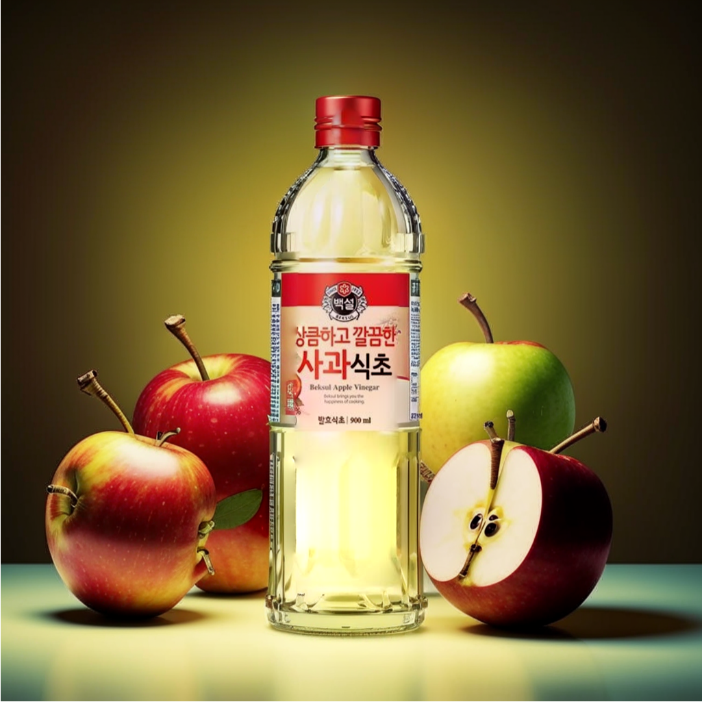 Уксус яблочный CJ Beksul для салатов, овощей и легких соусов 900 мл, Южная Корея