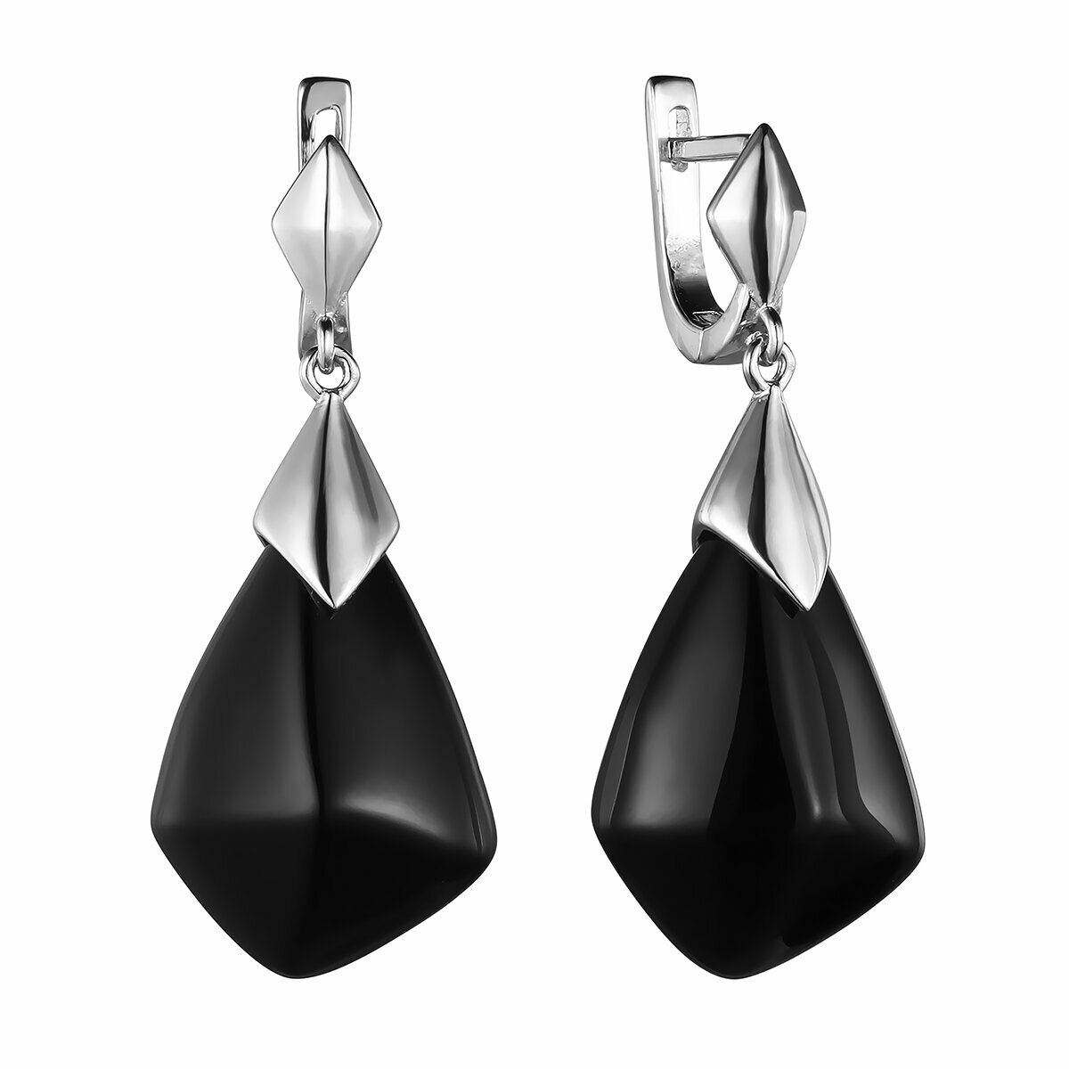 Серьги, серебро, 925 проба, родирование, оникс