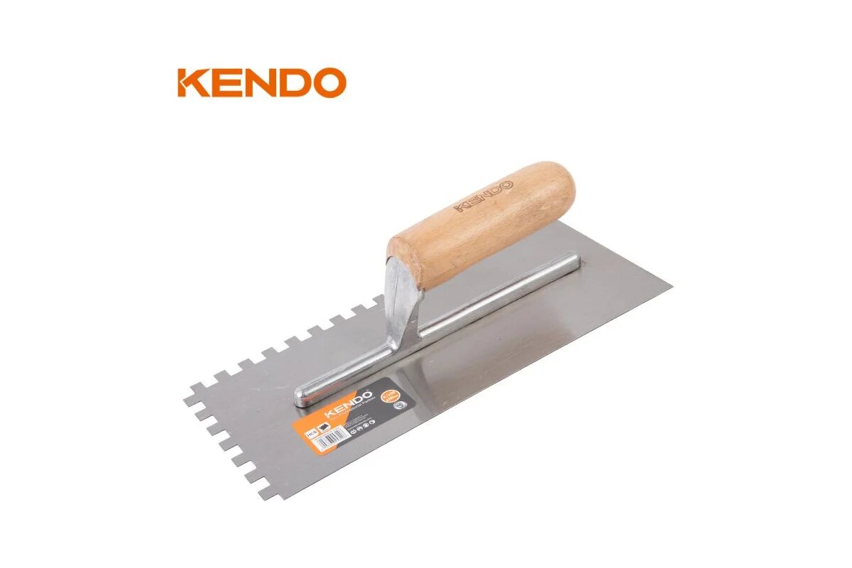 KENDO гладилка зубчатая стальная с деревянной ручкой, размер 280×120 мм, модель 45329