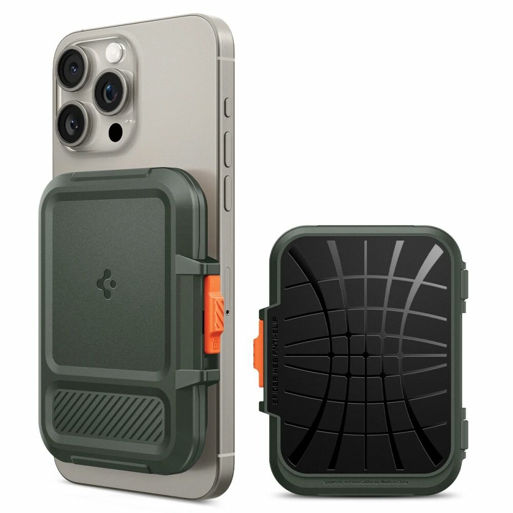 Кардхолдер Spigen на iPhone MagSafe (AFA08528) Lock Fit Wallet / Спиген картхолдер для Айфон МагСейф Зеленый Хаки