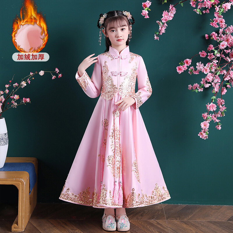 Платье принцессы, для девочек, бархатно-розовое, 110 см