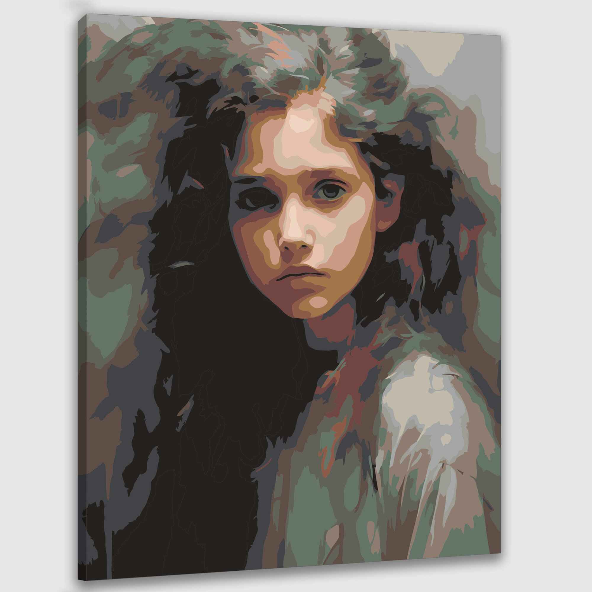 Картина по номерам 40x50 см, картина маслом, девушка, самоанализ, лицо, свет, мазки кисти, черты лица, эмоции