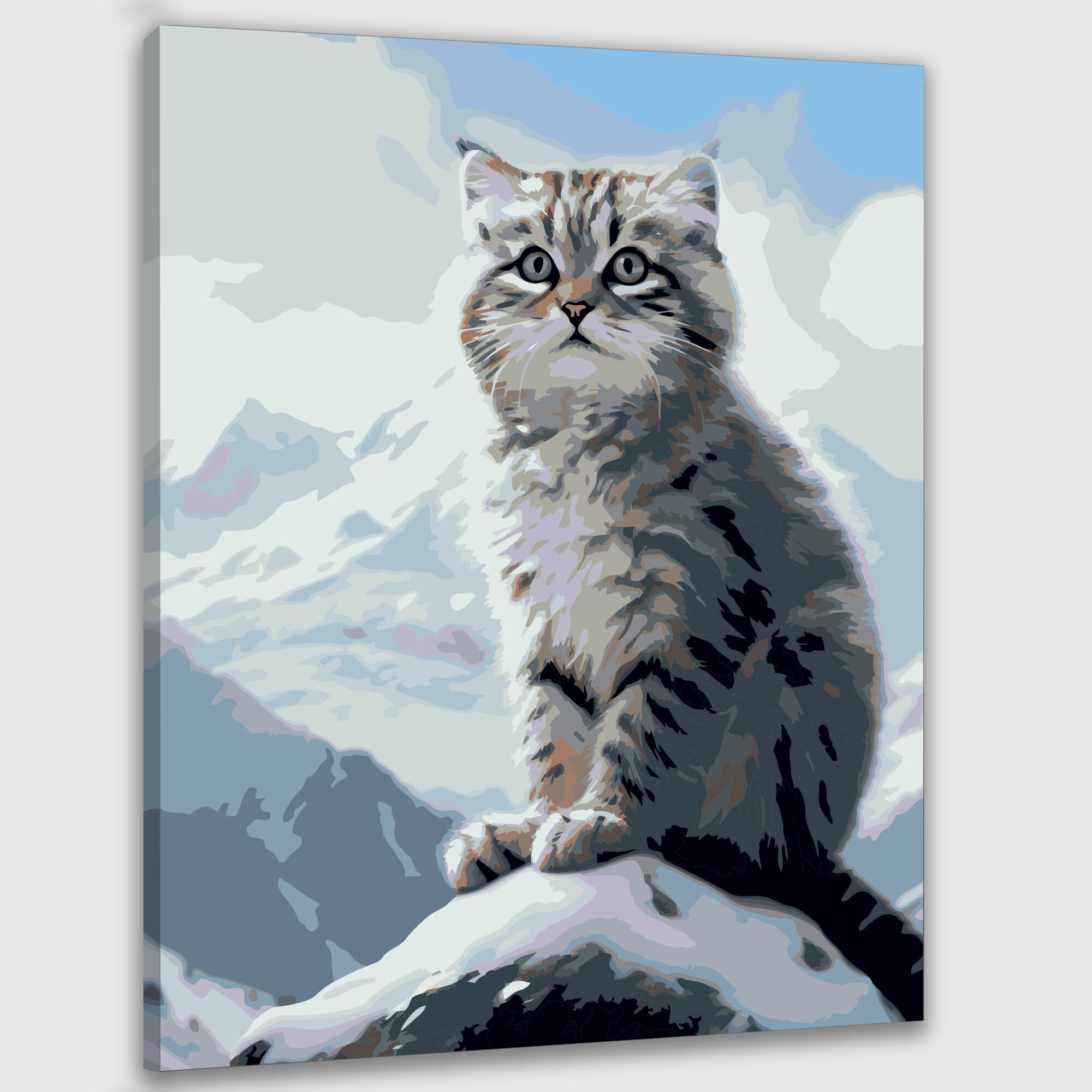 Картина по номерам 40x50 см, Манул, кот, заснеженные горы, естественная среда, красота, очарование
