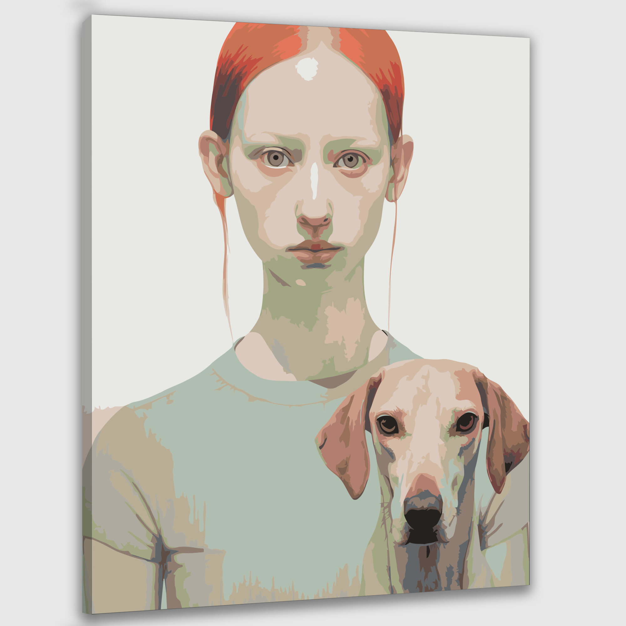 Картина по номерам 40x50 см, Девушка, собачья голова, Ами Джадд, рисунок