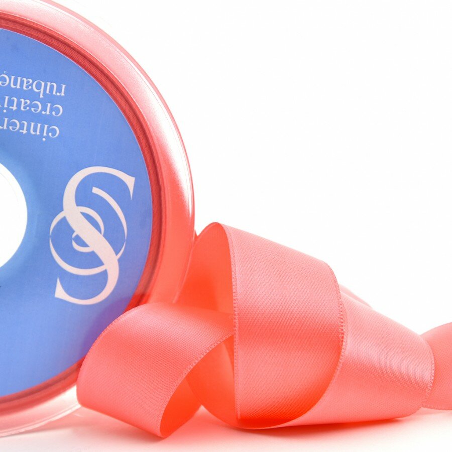 Лента атласная двусторонняя SAFISA, 6.5 мм, 25 м, цвет 29, ярко-розовый