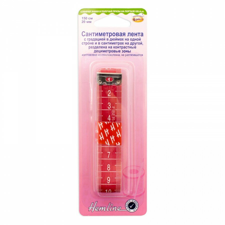 Сантиметровая лента 150 см / 60 белый/красный HEMLINE 255