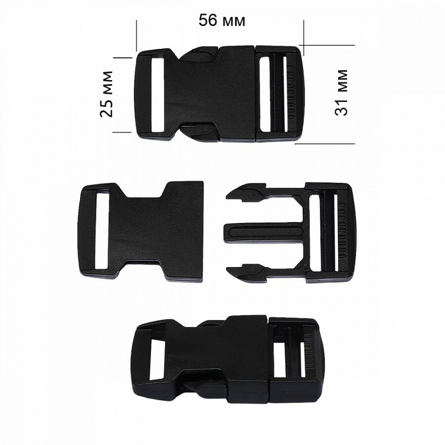 Фастекс пластик TBY.0069 25мм цв. черный уп.100 шт