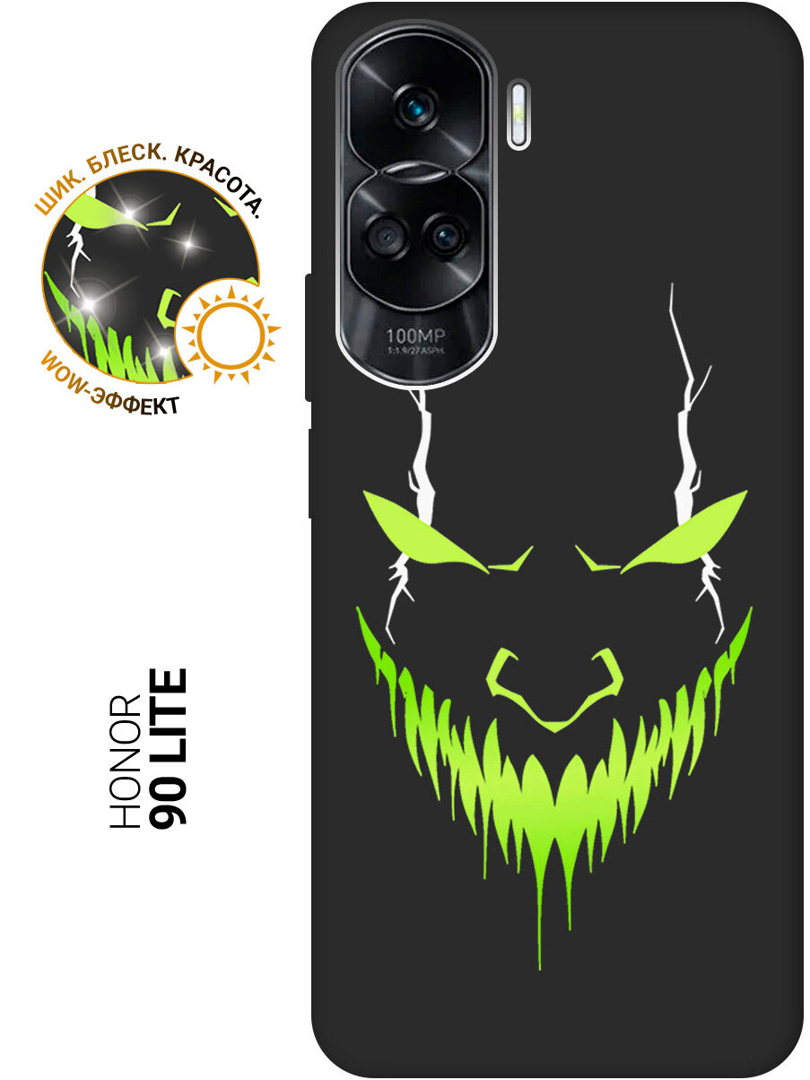 Силиконовый чехол на Honor 90 Lite с принтом "Evil Face" матовый черный