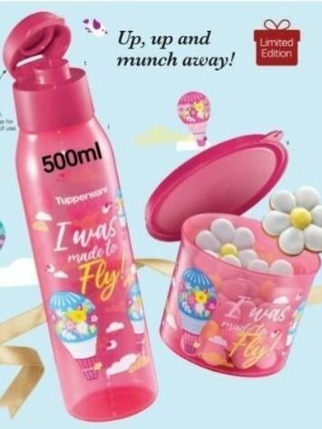 Эко-бутылка (500 мл) и емкость (600 мл) Tupperware, розовые