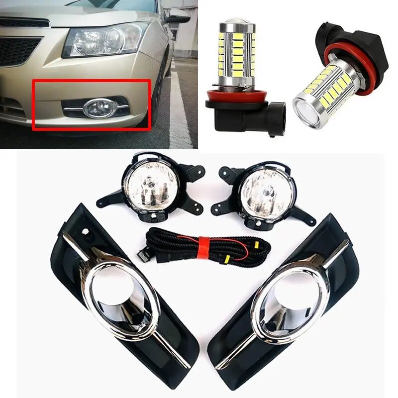 Противотуманная фара, светодиодная противотуманная фара для Chevrolet Cruze 2009-2014, фара, светодиодная лампа, крышка противотуманной фары, рамка, жгут проводов