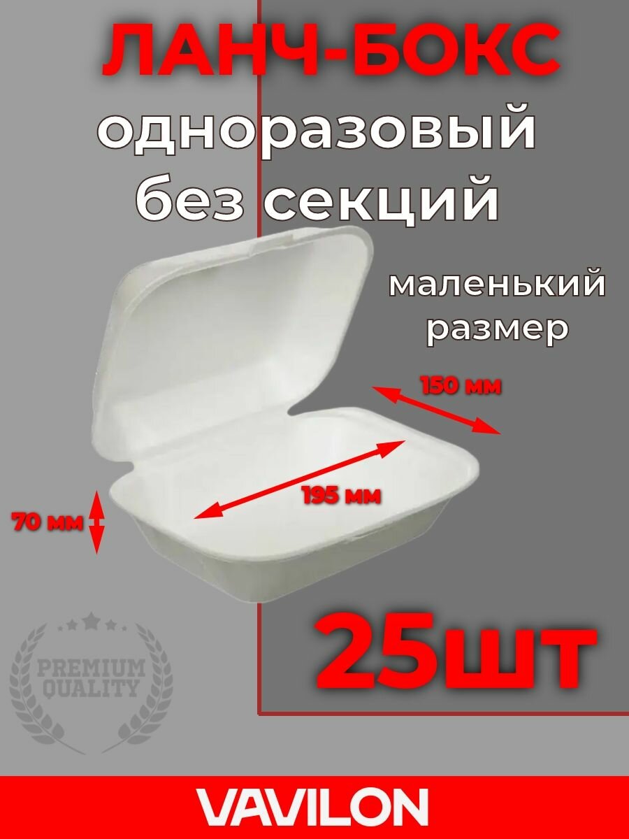 Ланч-бокс одноразовый, без секций, 10 шт, 195*150*70 мм