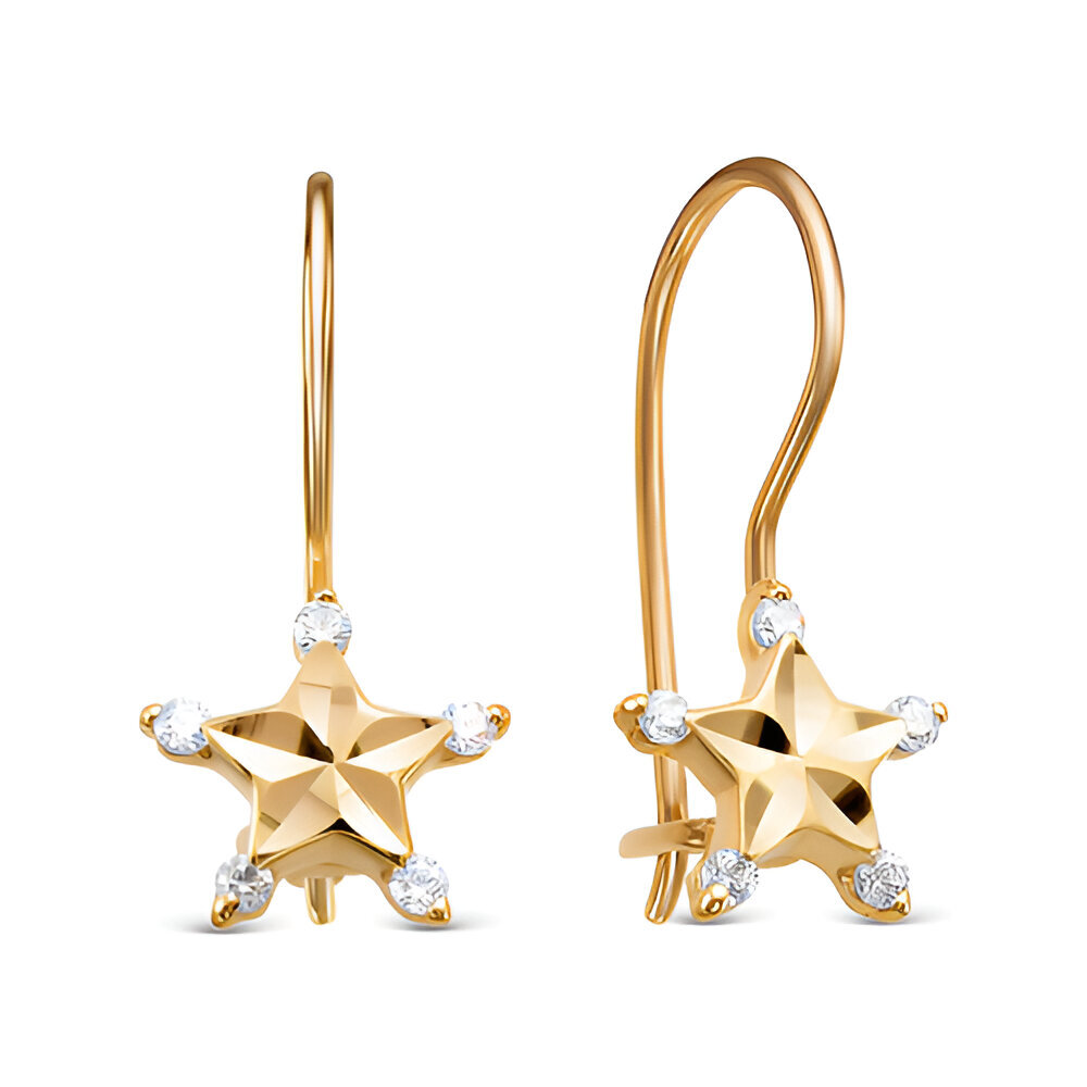 Серьги, красное золото, 585 проба, гравировка, фианит