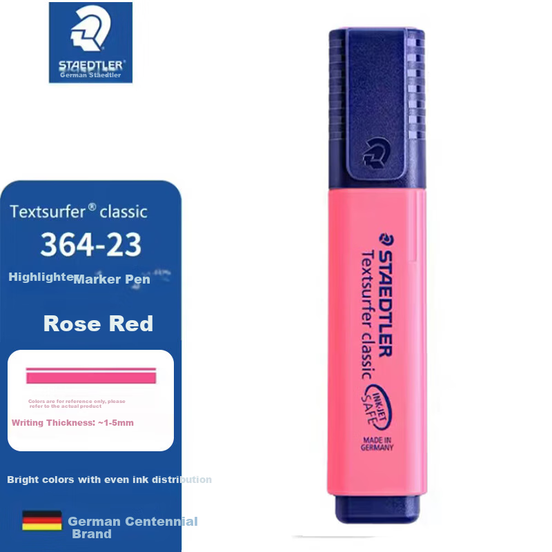 STAEDTLER Highlighter Colorful Marker Pen Office Student Season Gift Highlighting Pen 1-5mm Pink 364-23 Single Pack