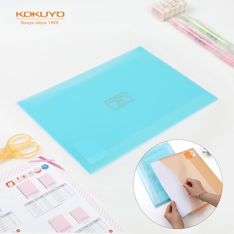 KOKUYO A4 File Folder, Pastel Cookie Design, Double Pocket for Students, Document Organizer, Blue, 4 Packs, WSG-KUCW311B